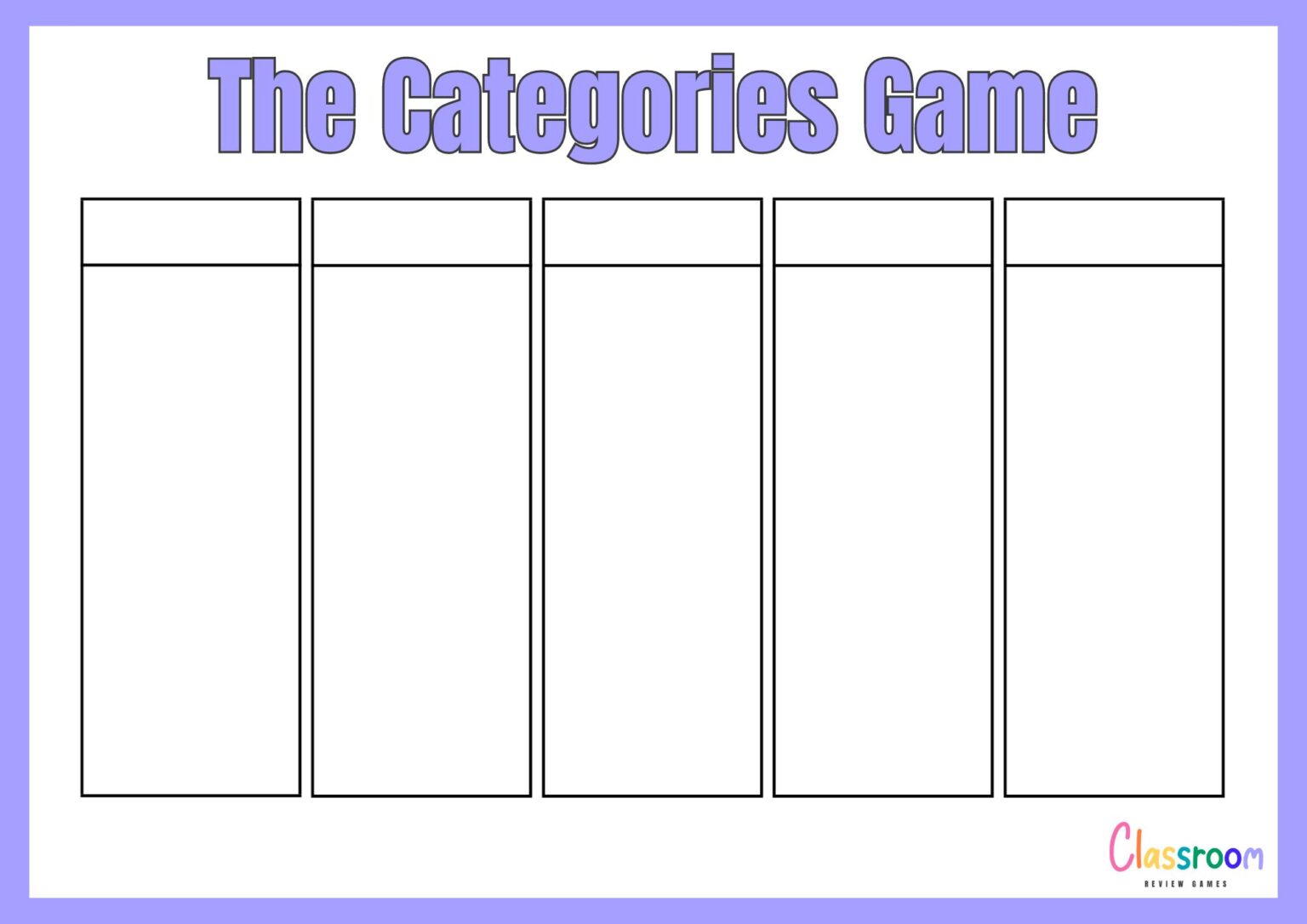 Categories Game for Students - Classroom Review Games